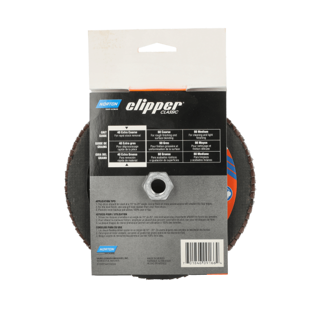 Norton Clipper Classic ZA Arbor Thread Fiberglass Flat Flap Disc ...