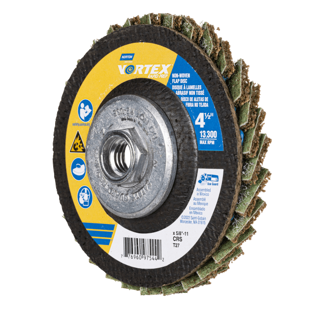 Norton Vortex Rapid Prep AO Arbor Thread Fiberglass Non-Woven Flat Flap ...