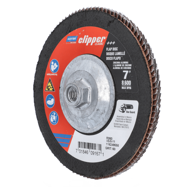 Norton Clipper Classic ZA Arbor Thread Fiberglass Flat Flap Disc ...