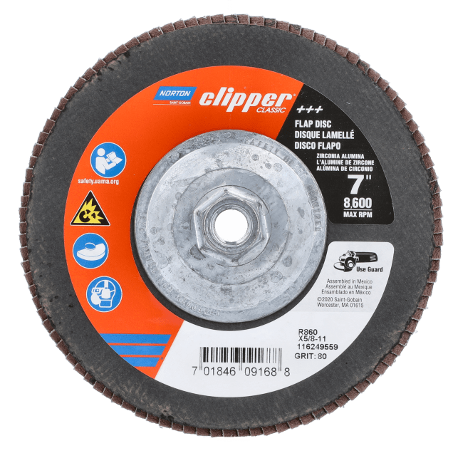 Norton Clipper Classic ZA Arbor Thread Fiberglass Flat Flap Disc ...