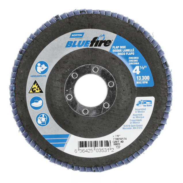 Norton BlueFire R860 ZA Coarse Grit Center Mount Fiberglass HD Flat Flap Disc | Norton Abrasives ...