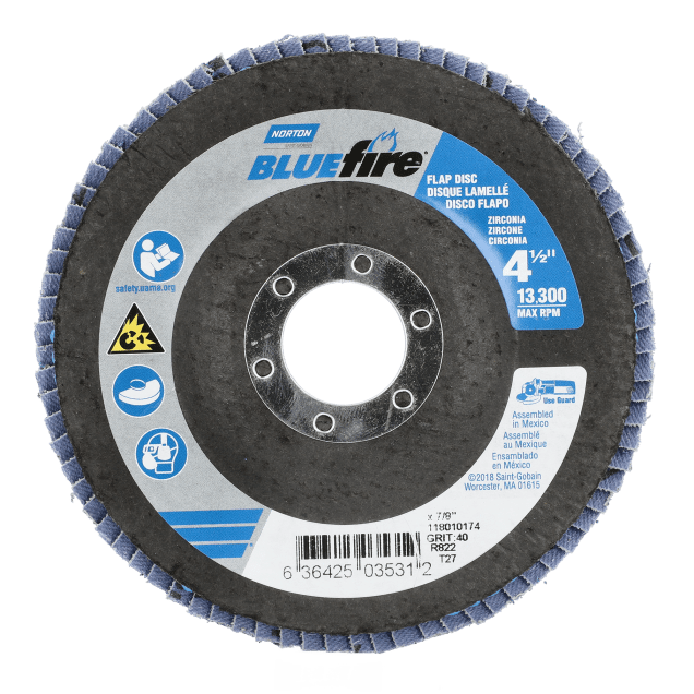 Norton BlueFire R860 ZA Coarse Grit Center Mount Fiberglass HD Flat ...