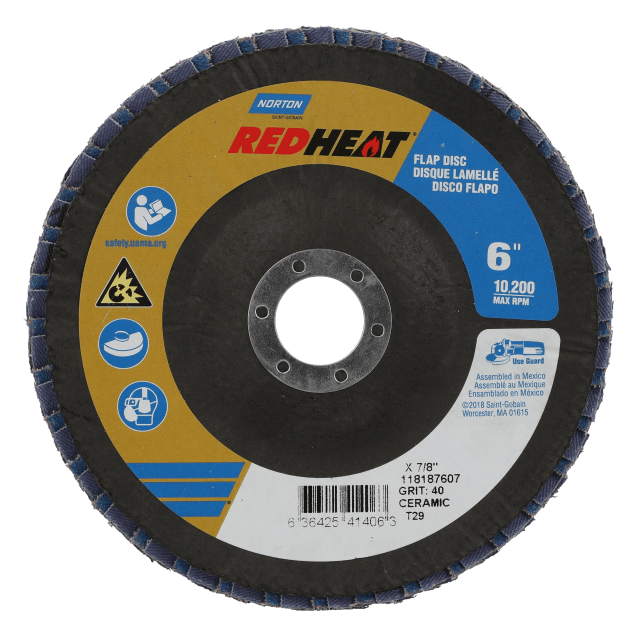 Norton Red Heat R961 CA Coarse Grit Center Mount Fiberglass Conical ...