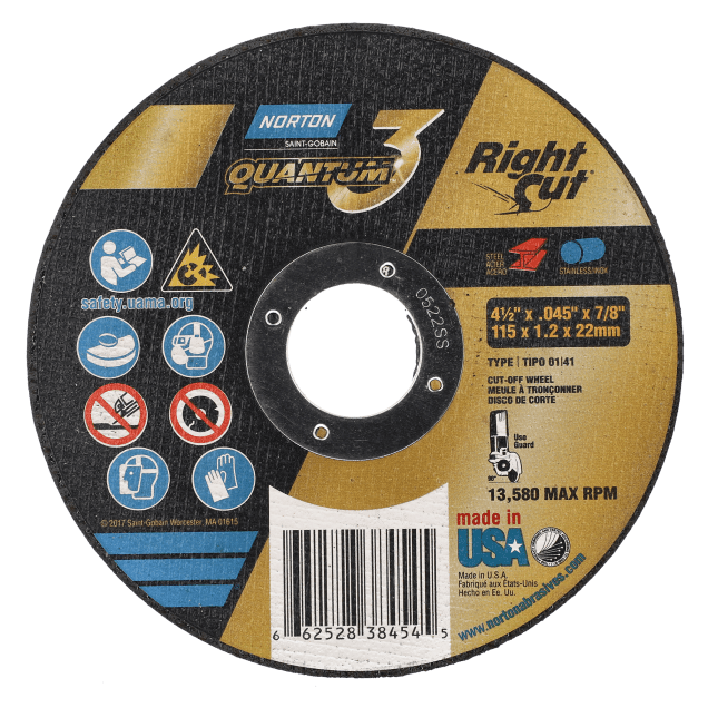 Norton Quantum3 RightCut SG CA Type 01/41 Right Angle Cut-Off Wheel ...