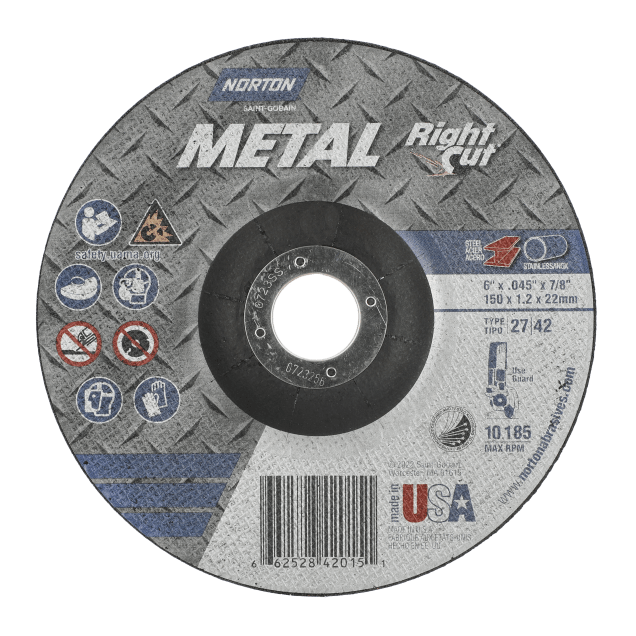 Norton Metal RightCut A AO Type 27/42 Right Angle Cut-Off Wheel ...