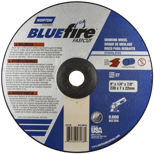 Norton BlueFire INOX/SS ZA ZA Type 27 Grinding Wheel | Norton Abrasives ...
