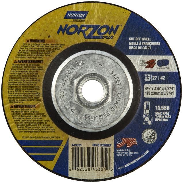 Norton NorZon Plus SGZ CA Type 27/42 Right Angle Cut-Off Wheel | Norton ...