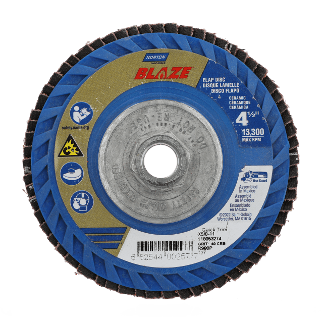 Norton Blaze R980P CA Coarse Grit Arbor Thread Plastic Flat Flap Disc ...