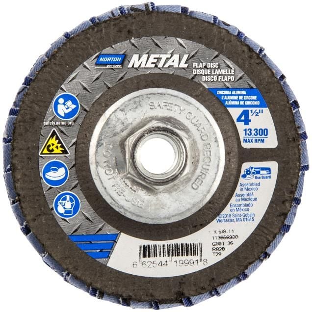 Norton Metal R828 ZA Coarse Grit Arbor Thread Fiberglass Conical Flap ...