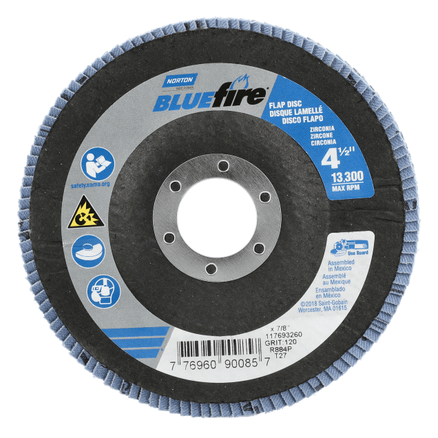 Norton BlueFire R860 ZA Medium Grit Center Mount Fiberglass HD Flat ...