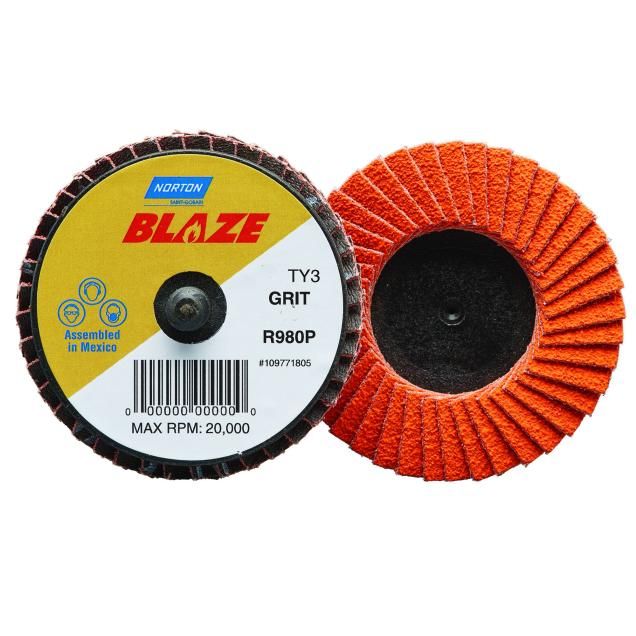 Norton Blaze R980P CA Medium Grit TR (Type III) Plastic Flat Mini Flap ...